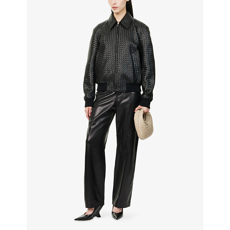 BOTTEGA VENETA Intrecciato Leather Bomber Jacket